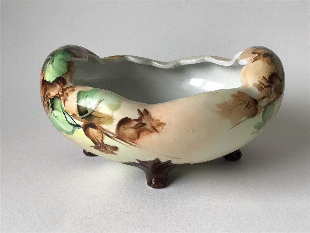 Vintage M Z Austria Art Pottery Footed Bowl Vase Fall Leaves Berries - Etsy