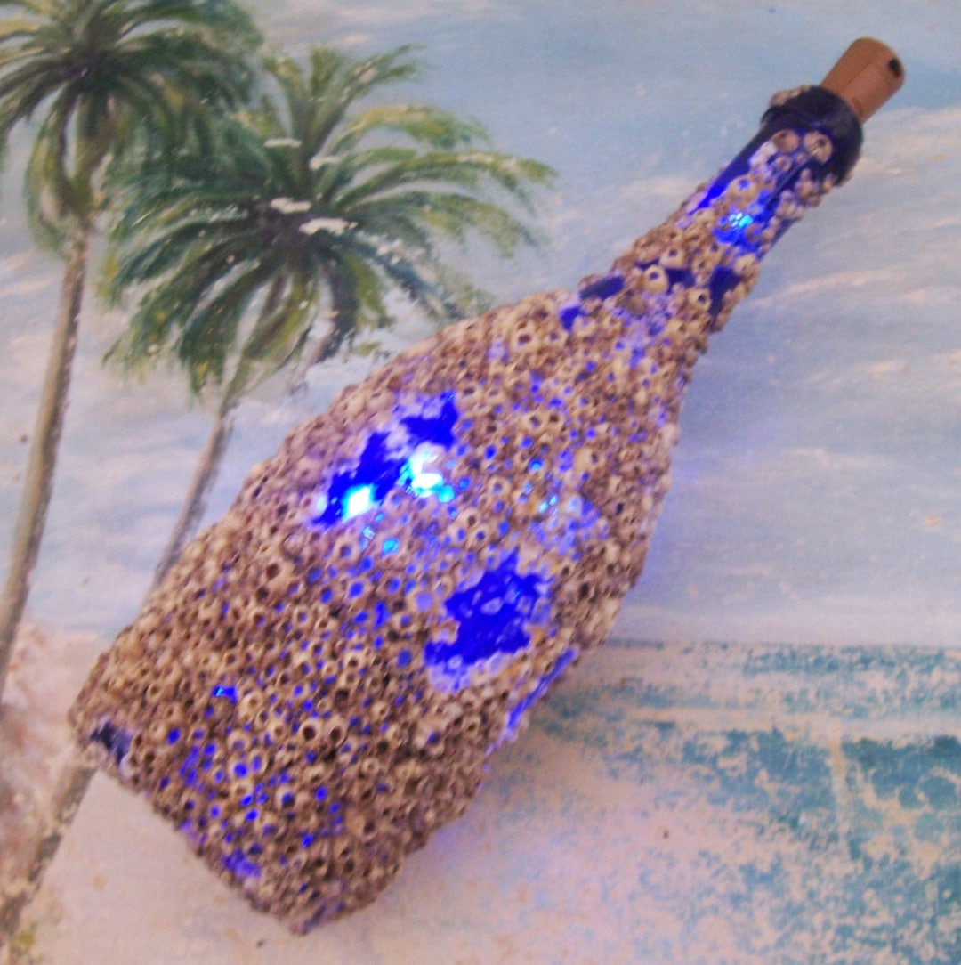 Ex-large Vintage Cobalt BLUE Ocean Found Wine Bottle Encrusted With ...