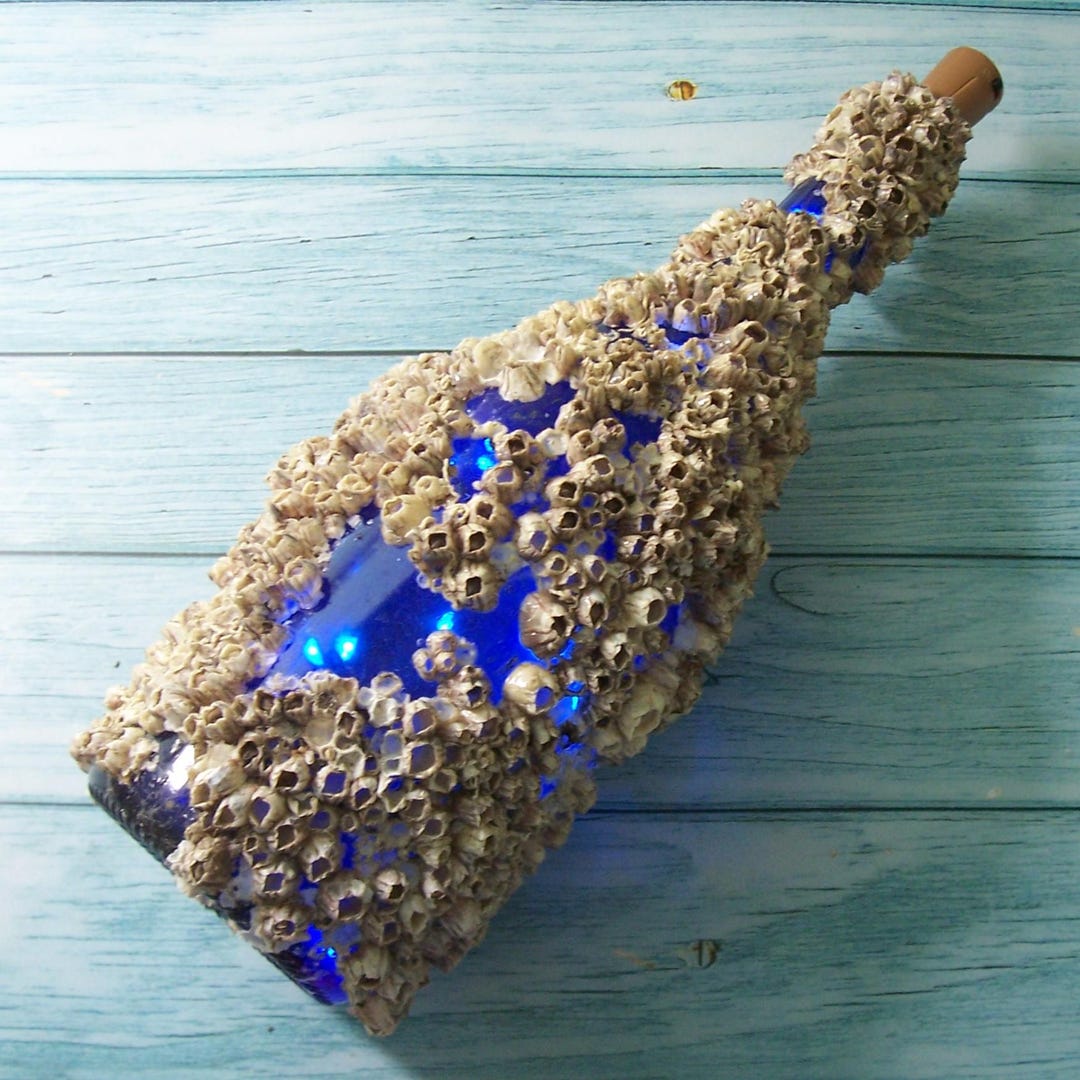 Ex-large 11 1/2" Vintage Cobalt BLUE Ocean Found Wine Bottle Encrusted ...