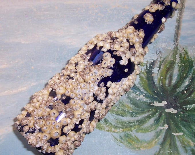 9" VINTAGE Cobalt Blue OCEAN Found Bottle Encrusted With BARNACLES - Etsy
