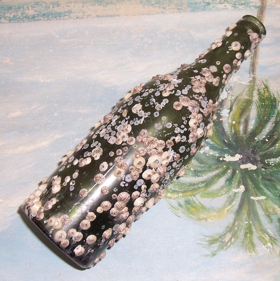 ANTIQUE, Vintage Teal Green OCEAN Found Soda Bottle Encrusted With ...