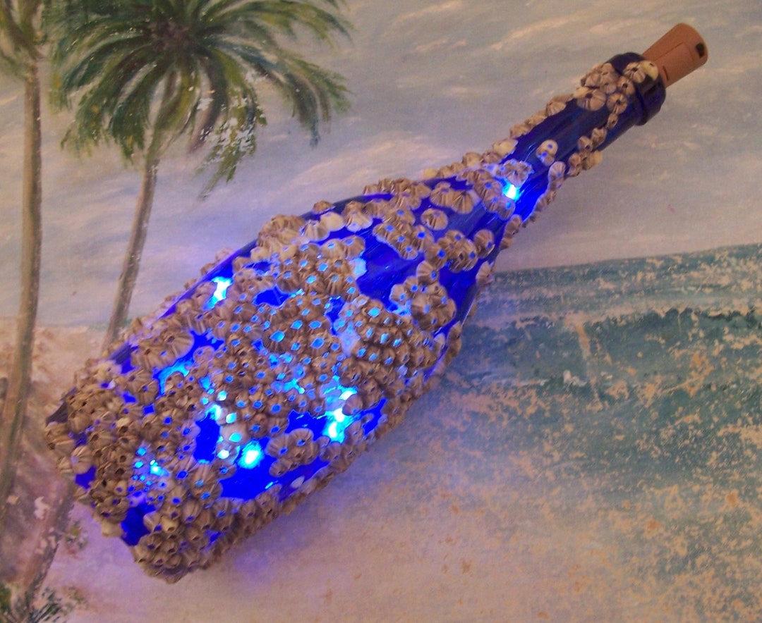 Ex-large Vintage Cobalt BLUE Ocean Found Wine Bottle Encrusted - Etsy