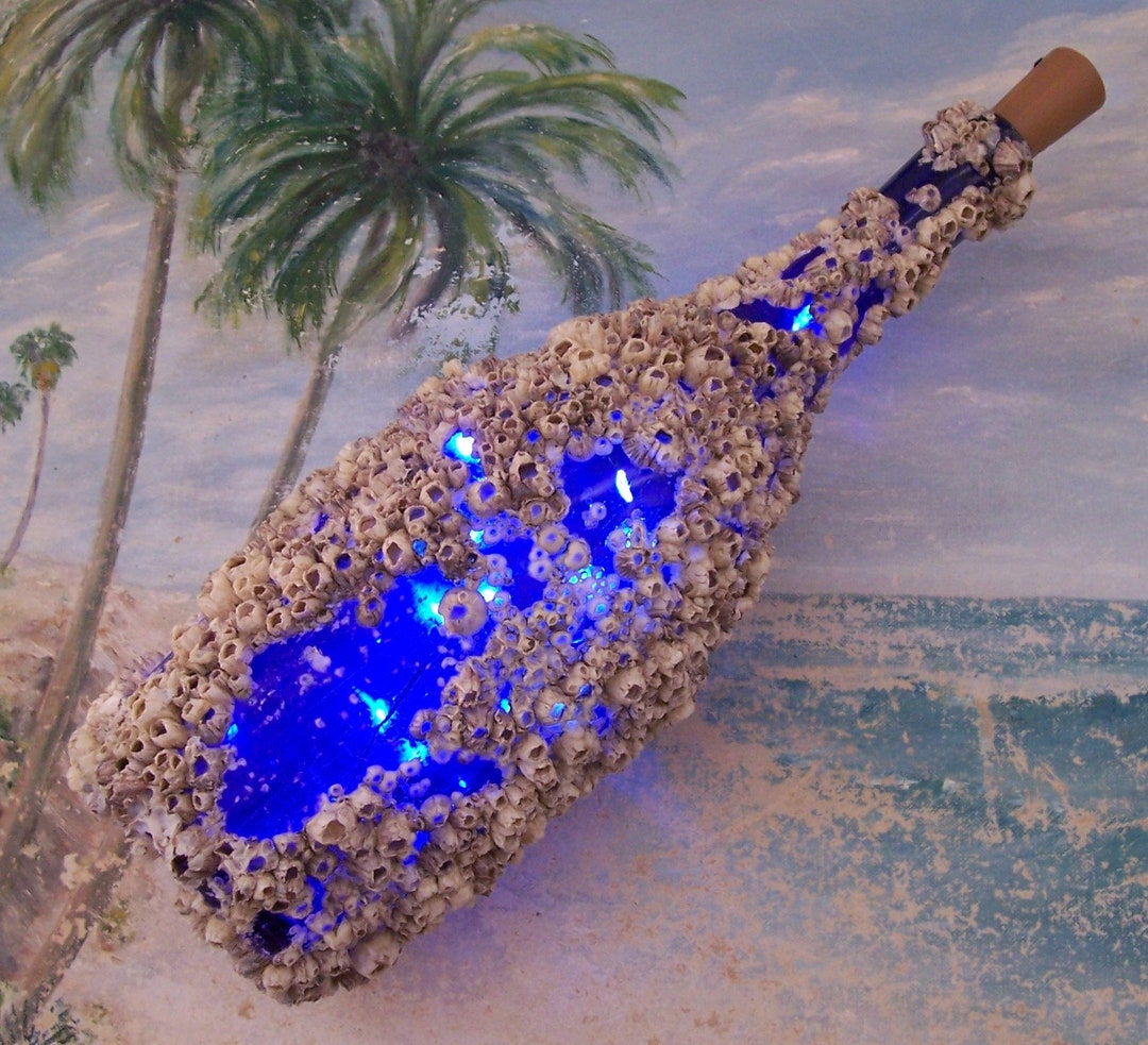 Ex-large Vintage Cobalt BLUE Ocean Found Wine Bottle Encrusted - Etsy
