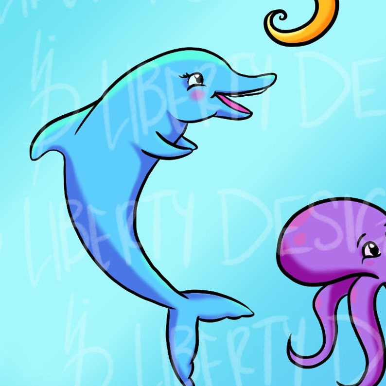 15 SEA CREATURE CLIPART Pack Silly Goofy Animal Cartoons Full ...