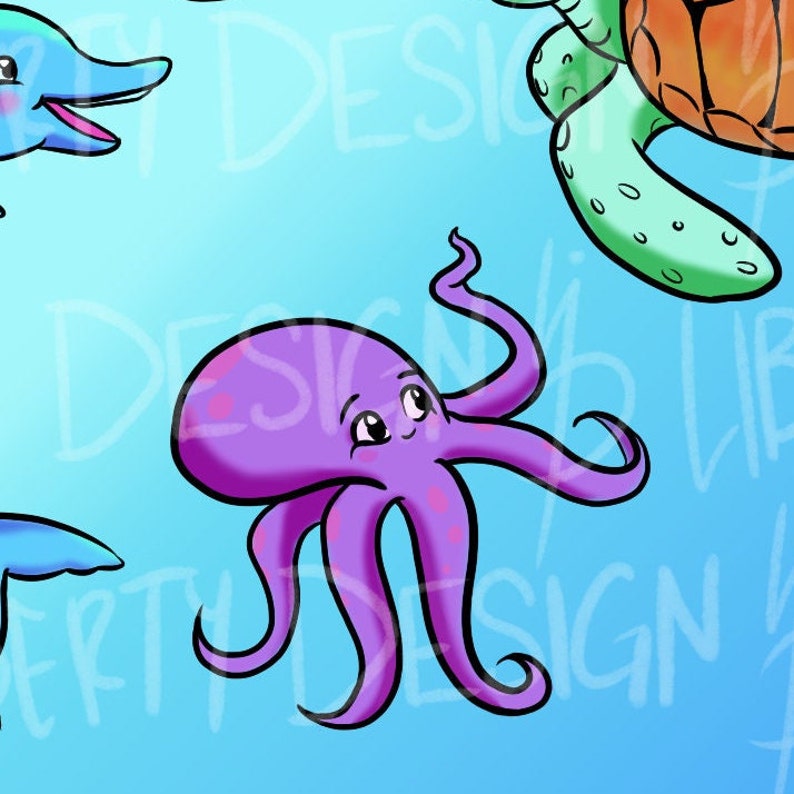 15 SEA CREATURE CLIPART Pack Silly Goofy Animal Cartoons Full ...