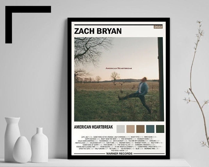 Zach Bryan Poster, Zach Bryan American Heartbreak Tour 2022 Poster ...