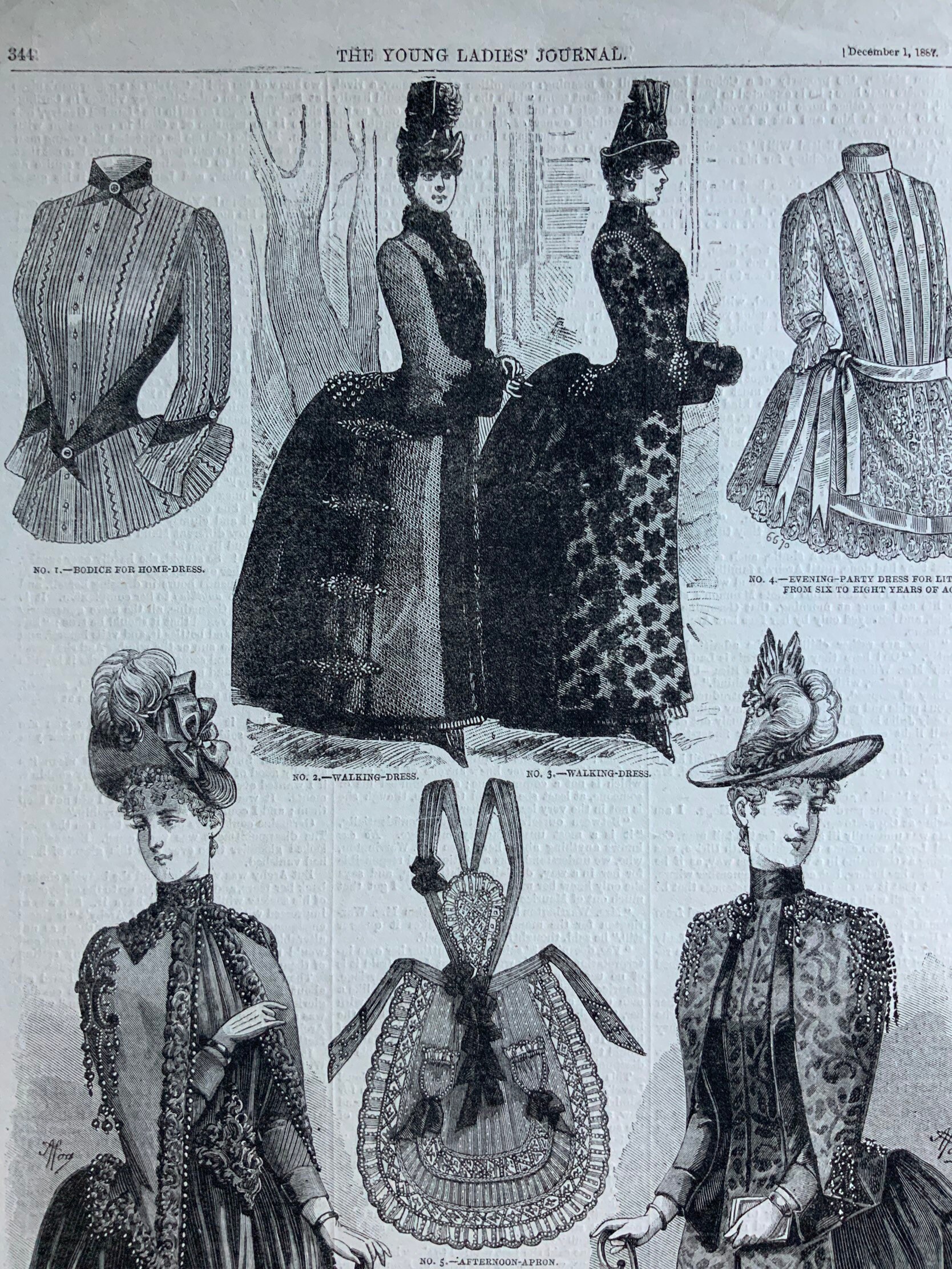 The Young Ladies' Journal 1800's Fashion Print Ad - Etsy