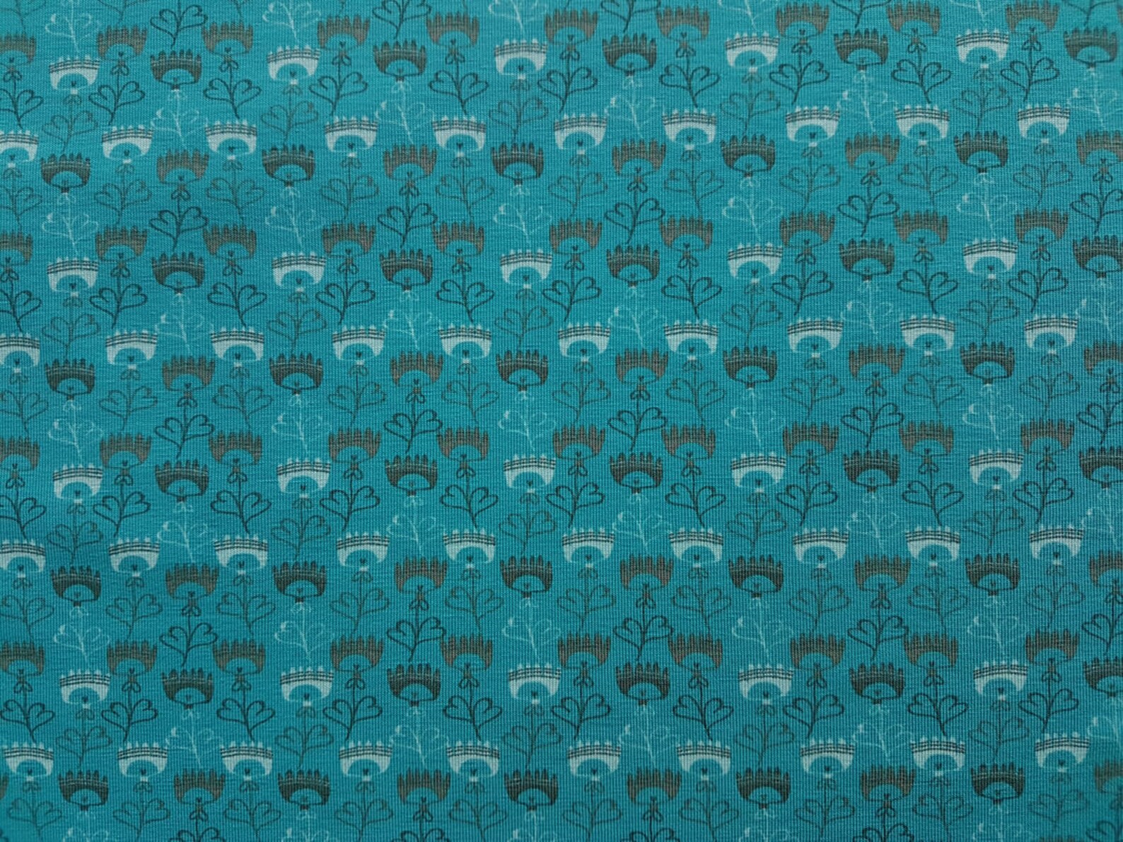 Floral Fabric by the Yard Teal Fabric Flower Knit Fabric | Etsy