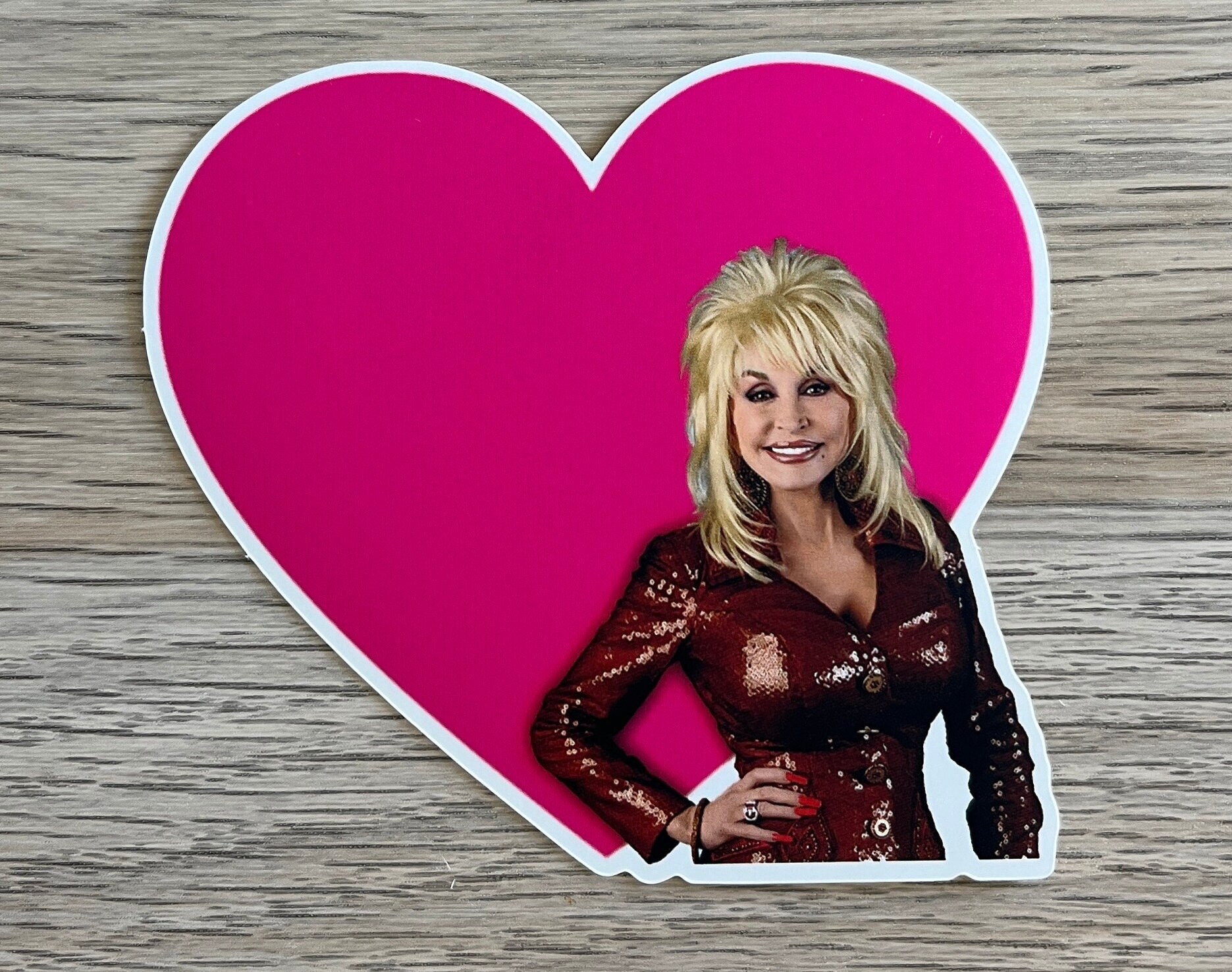Dolly Parton With Pink Heart Custom Vinyl Sticker - Etsy