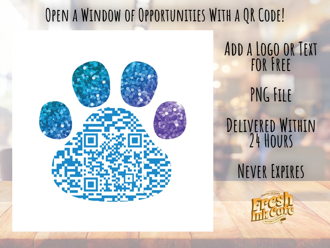 Animal Paw Print Shaped Custom QR Code Website, WIFI, Menu, Scan to Pay, Social Media PNG Never ...