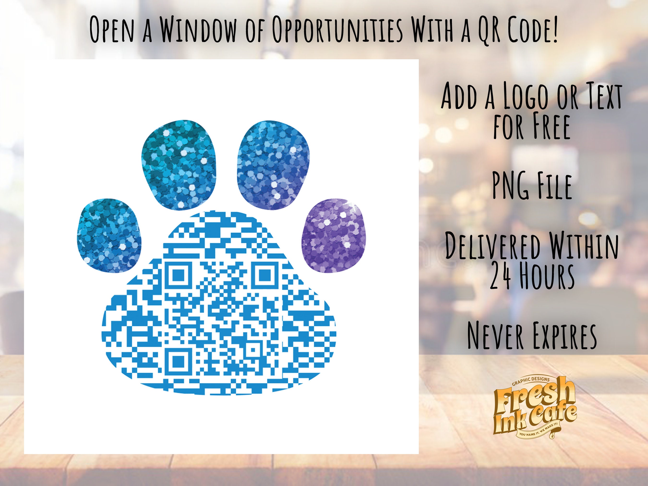 Animal Paw Print Shaped Custom QR Code Website, WIFI, Menu, Scan to Pay ...