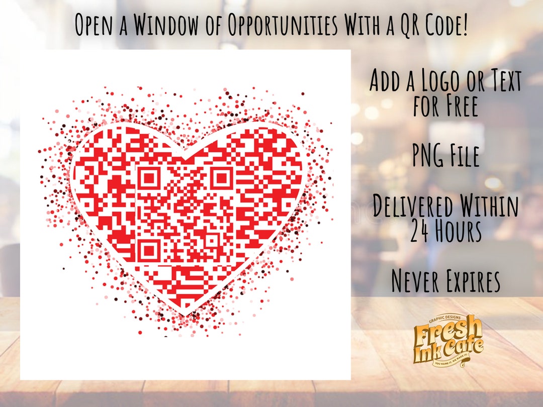 Heart Shaped Custom QR Code Website, WIFI, Menu, Scan to Pay, Social ...