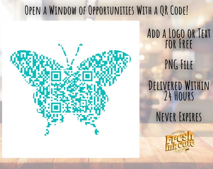 Butterfly Shaped Custom QR Code | Website, WIFI, Menu, Scan to Pay ...
