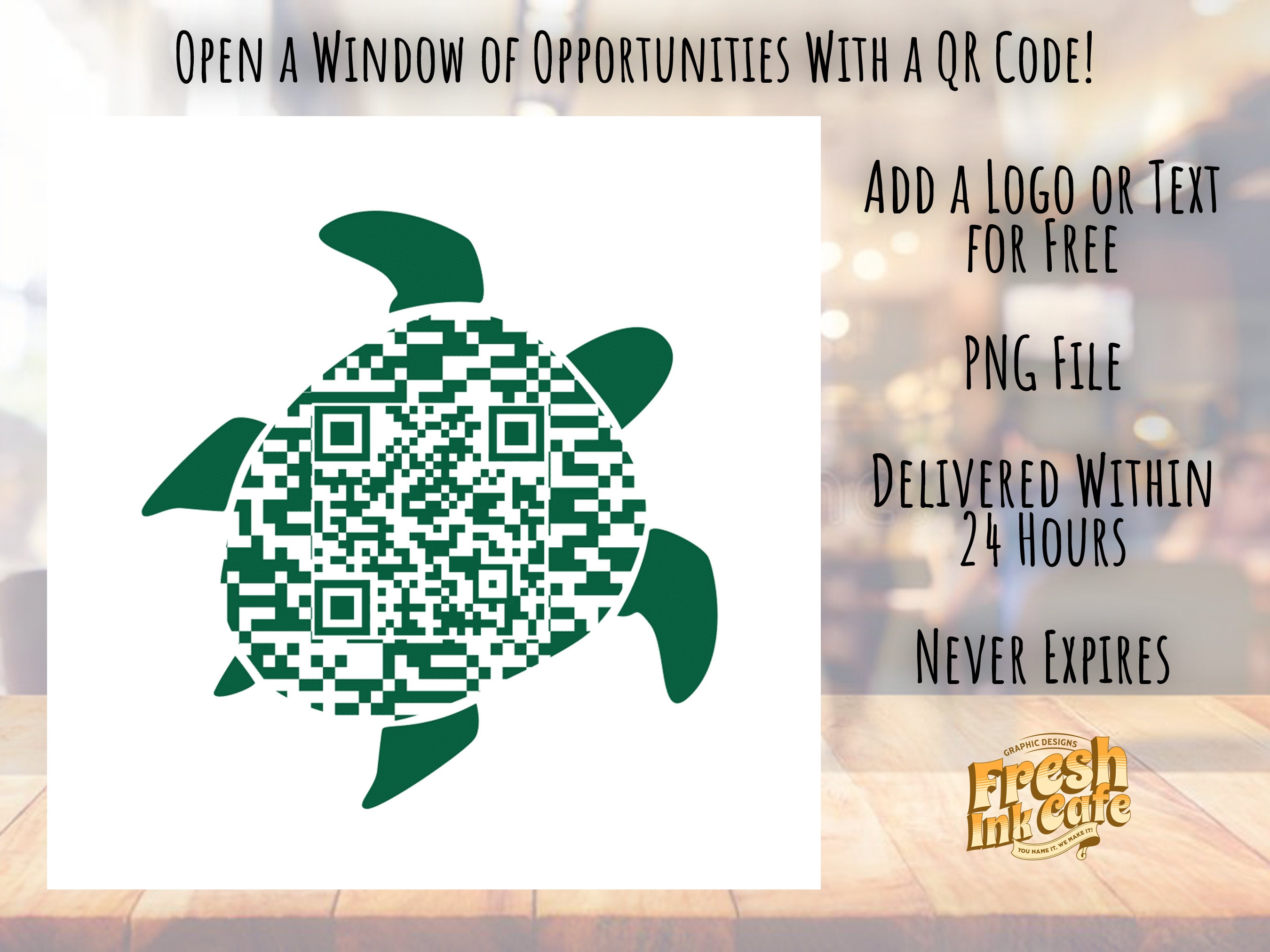 Turtle Zoo Shaped Custom QR Code Website, WIFI, Menu, Scan to Pay ...