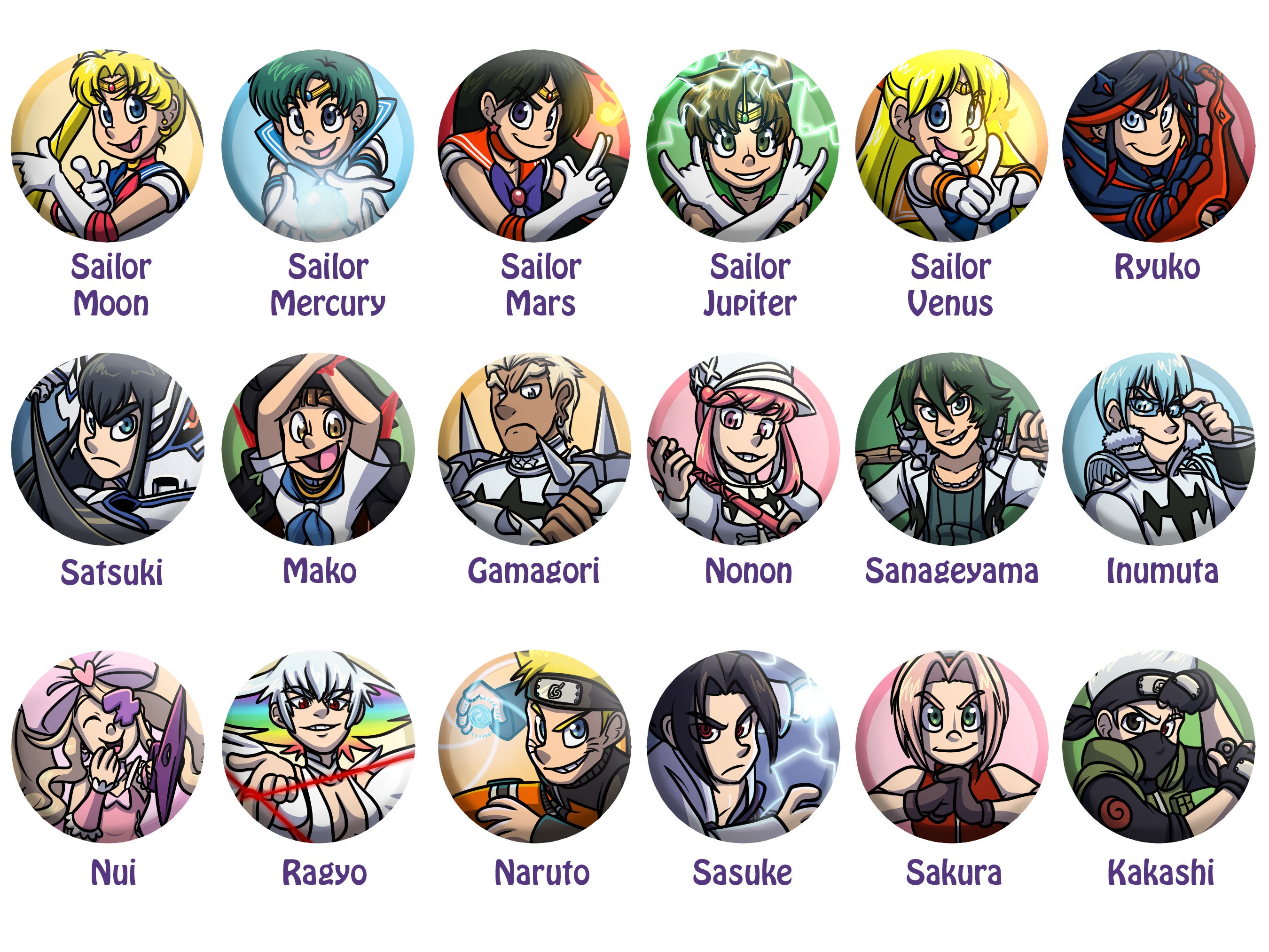 Pick Your Own Button Bundle Anime Pinback Buttons 110 Designs - Etsy