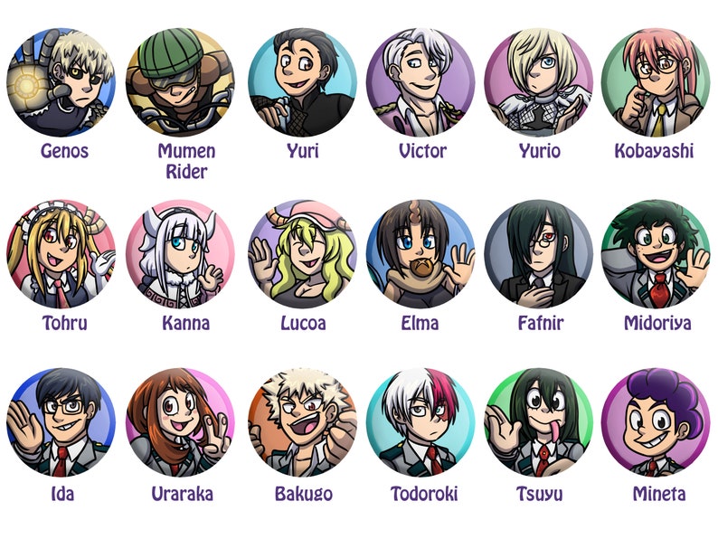 Pick Your Own Button Bundle Anime Pinback Buttons 110 Designs - Etsy