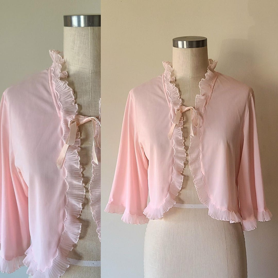 50's-60s Bed Jacket/ Pinehurst Nylon Petal Pink Bed Jacket With ...