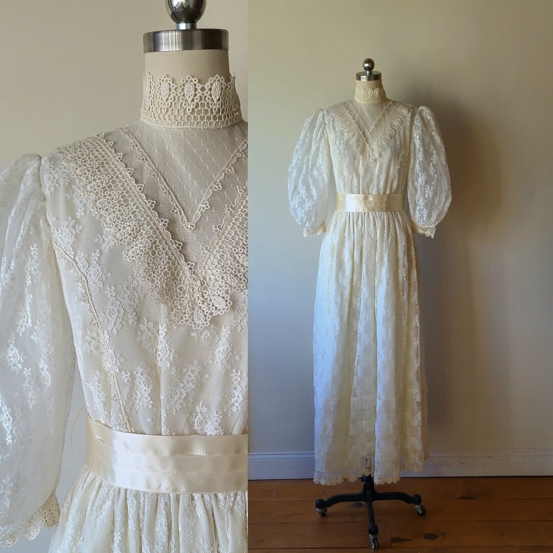 70's-80's Country Elegance Dress / Romantic Western Prairie Style ...