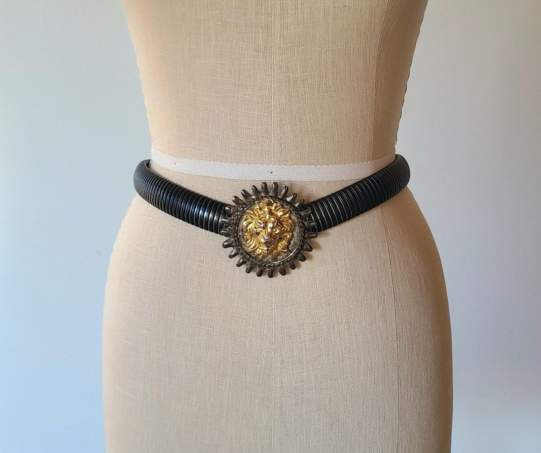 Vintage Lions Head Belt / Snake Chain Belt Wth Goldtone Lion Head ...