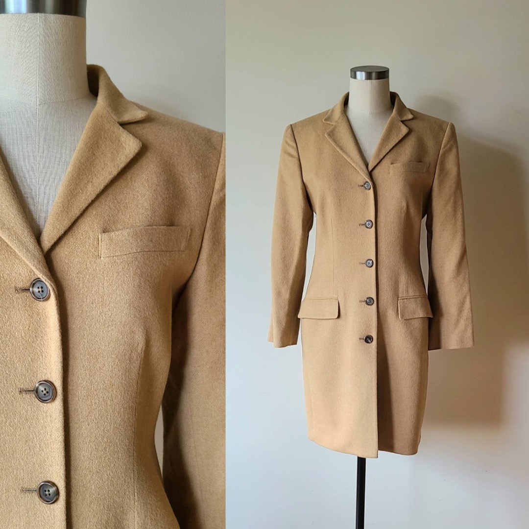 Vintage Ralph Lauren Camel Hair Coat / Single Button Womans Dress Coat ...
