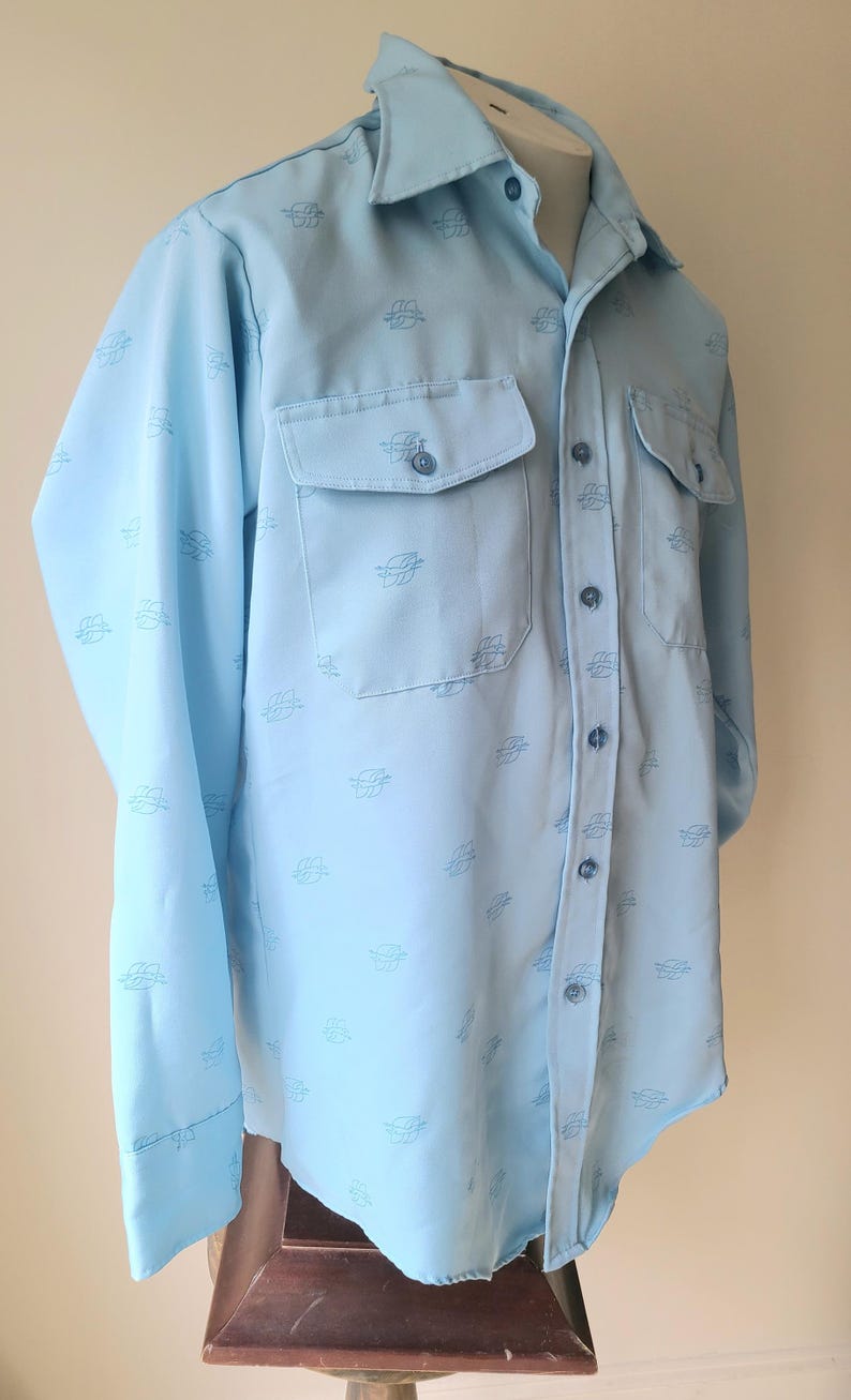 70's Greygound Bus Driver Uniform Work Shirt; Sky Blue Regulation ...