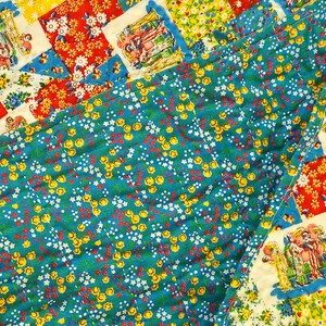 60s-70s King Calico Quilt / Cheater Quilt / Calico Quilt / Novelty ...