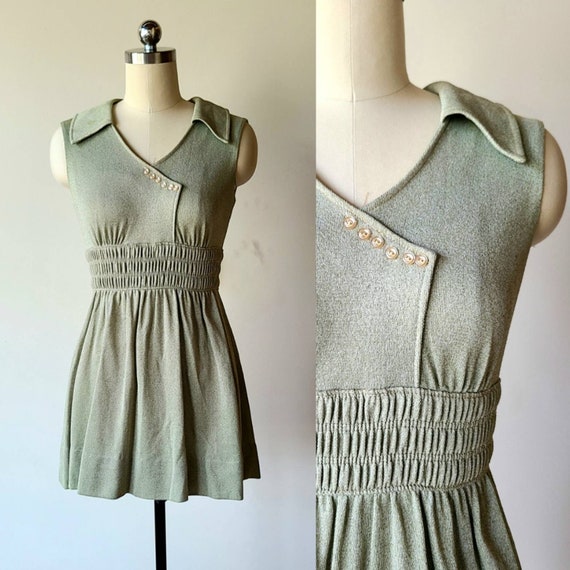 60's micro mini dress / mod mini dress/ shirt dress /… - Gem