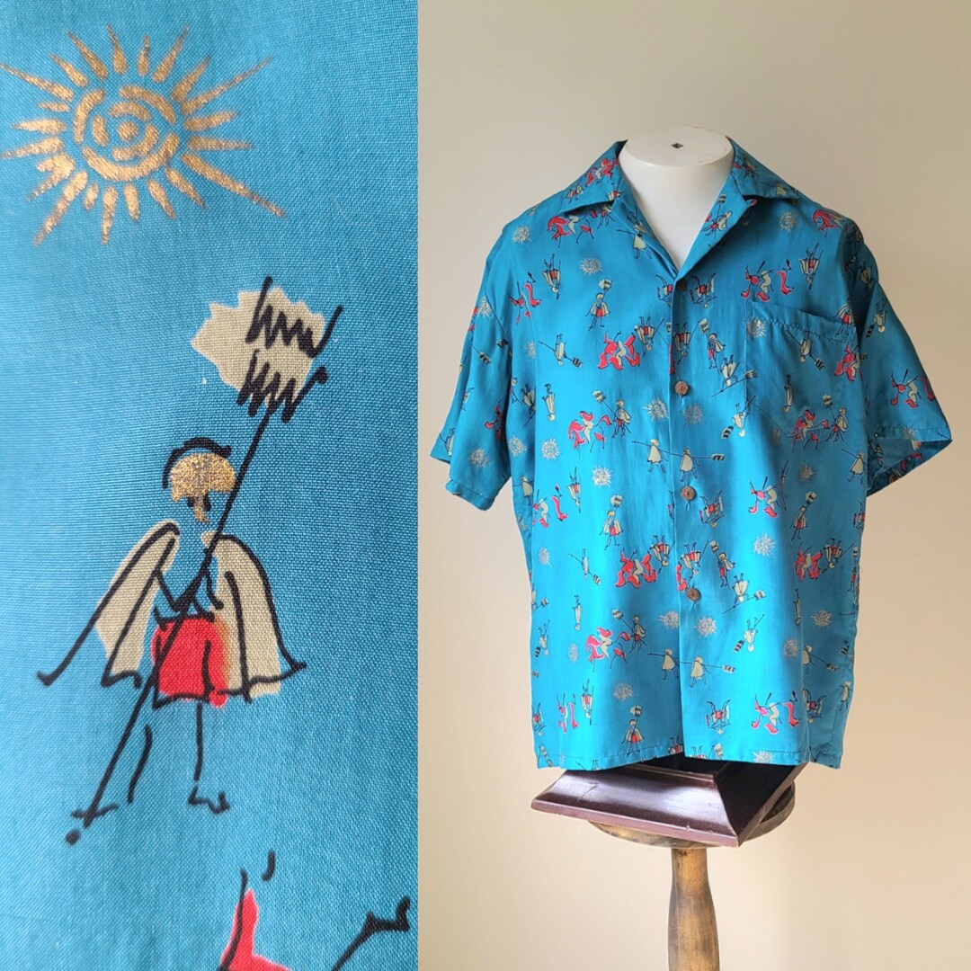 60's Silk Libery House Loop Collar Hawaiian Shirt / Ricky Shirt /screen ...