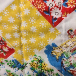 60s-70s King Calico Quilt / Cheater Quilt / Calico Quilt / Novelty ...