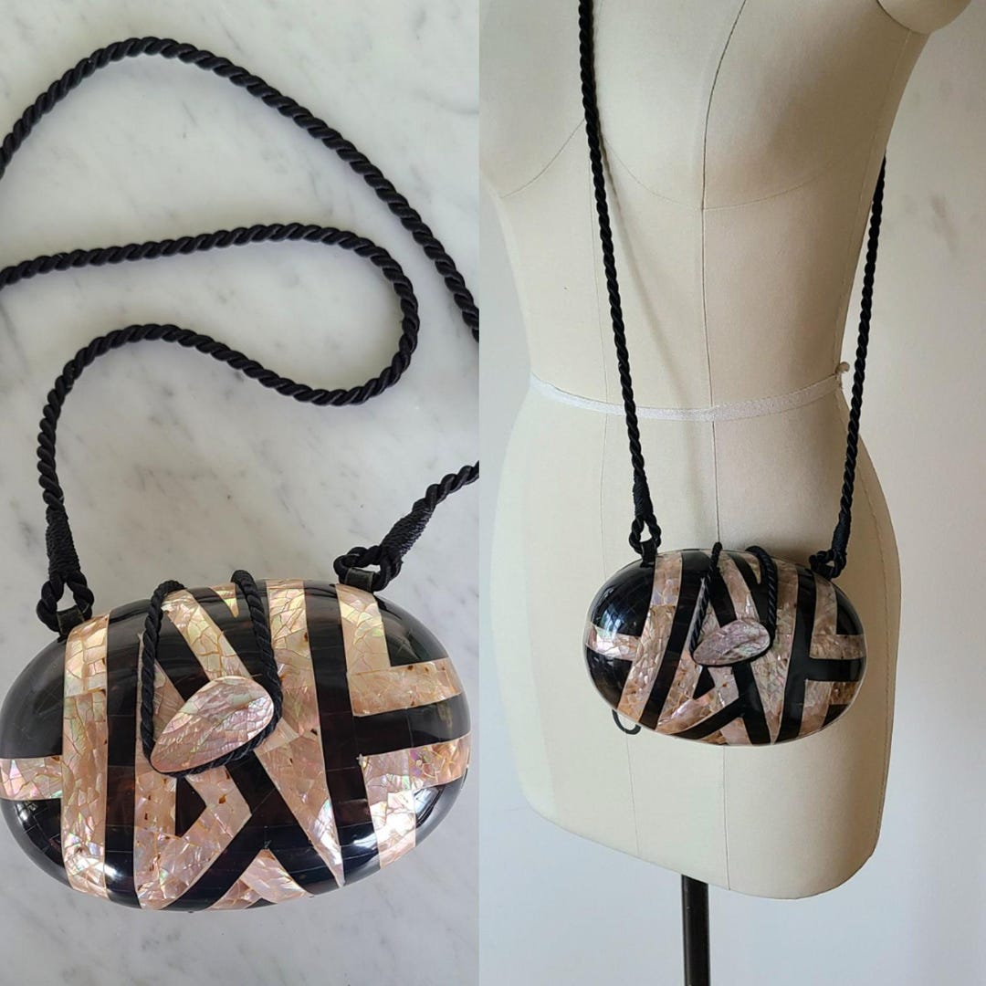 Vintage Genie Hard Shell Evening Bag / / Metallic Gold Crossbody ...