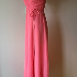 70s Maxi Dress/ House of Bianchi Pink Chiffon Wrap Front off Shoulder ...