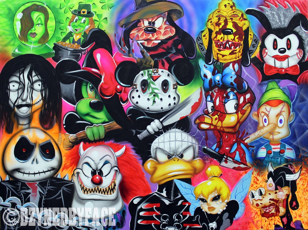 Disney Horror-fied Painting Print | Disney Halloween Decorations ...