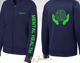 MENTAL HEALTH psychiatric personalized Embroidery Sport Nursing Jacket ...