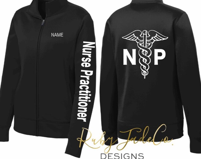 Personalized Ladies Nurse/doctor Embroidered Full Zip Jacket, LPN, CNA ...