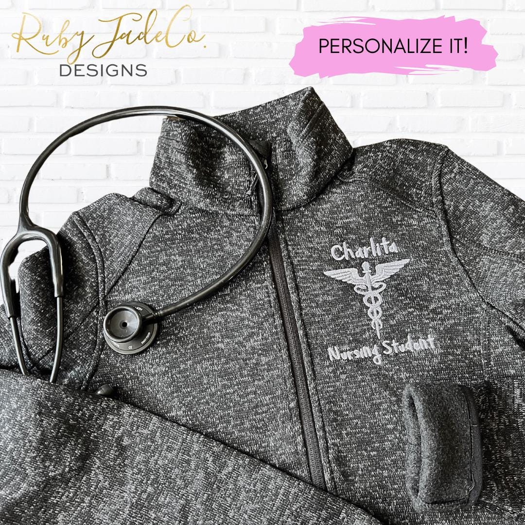 Embroidered Caduceus | Healthcare Professional | Knit Nurse Jacket ...