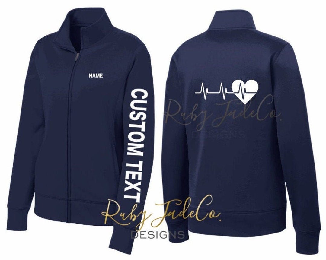 CUSTOM Text Sleeve | Cardiac Rhythm | Personalized Embroidery | Sport ...