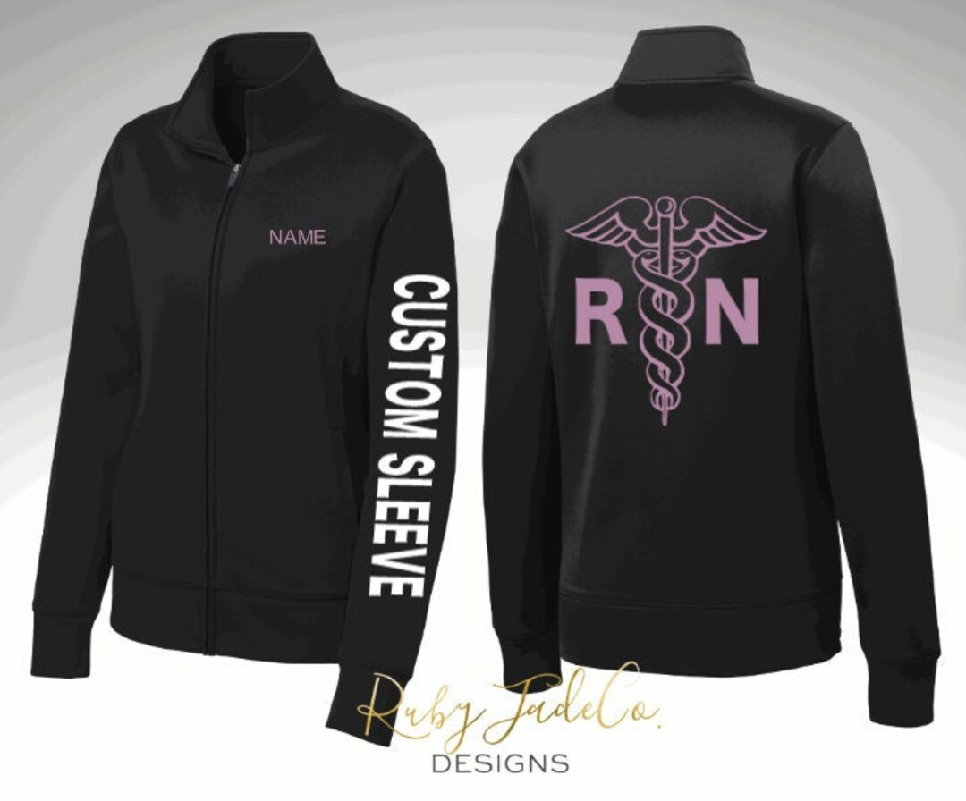 RN JACKET | Mauve & White Print | Caduceus| Embroidery | Sport Nursing ...