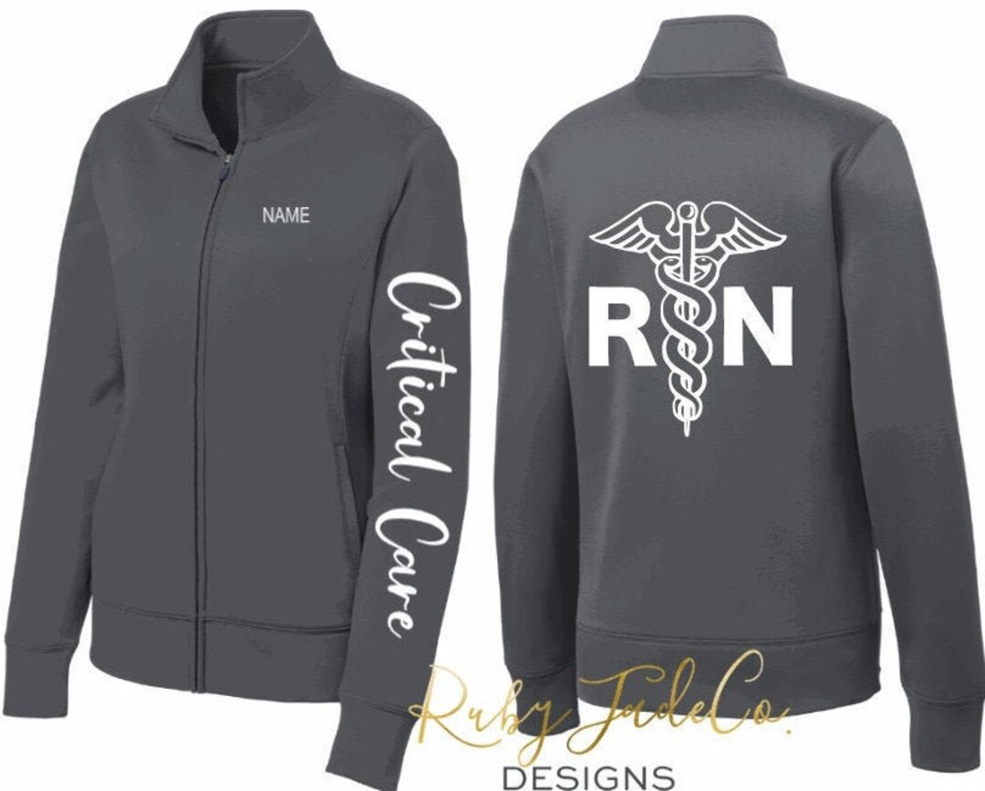 RN JACKET | Critical Care Signature Sleeve | Caduceus| Embroidery ...