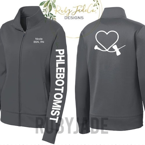 Personalized Phlebotomist Fleece Jacket Lab Tech Phlebotomy | Etsy
