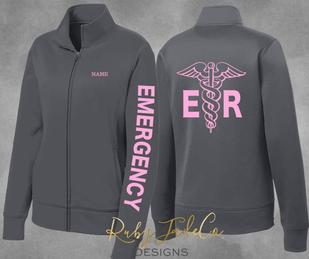 Personalized ER Fleece Jacket: Embroidered Emergency Staff Sport Jacket ...