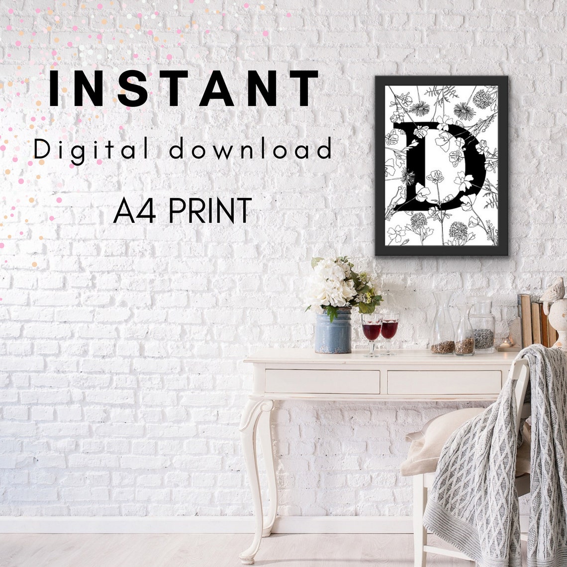 A4 Alphabet Z Art One Line Drawing Flowers Floral Letter - Etsy