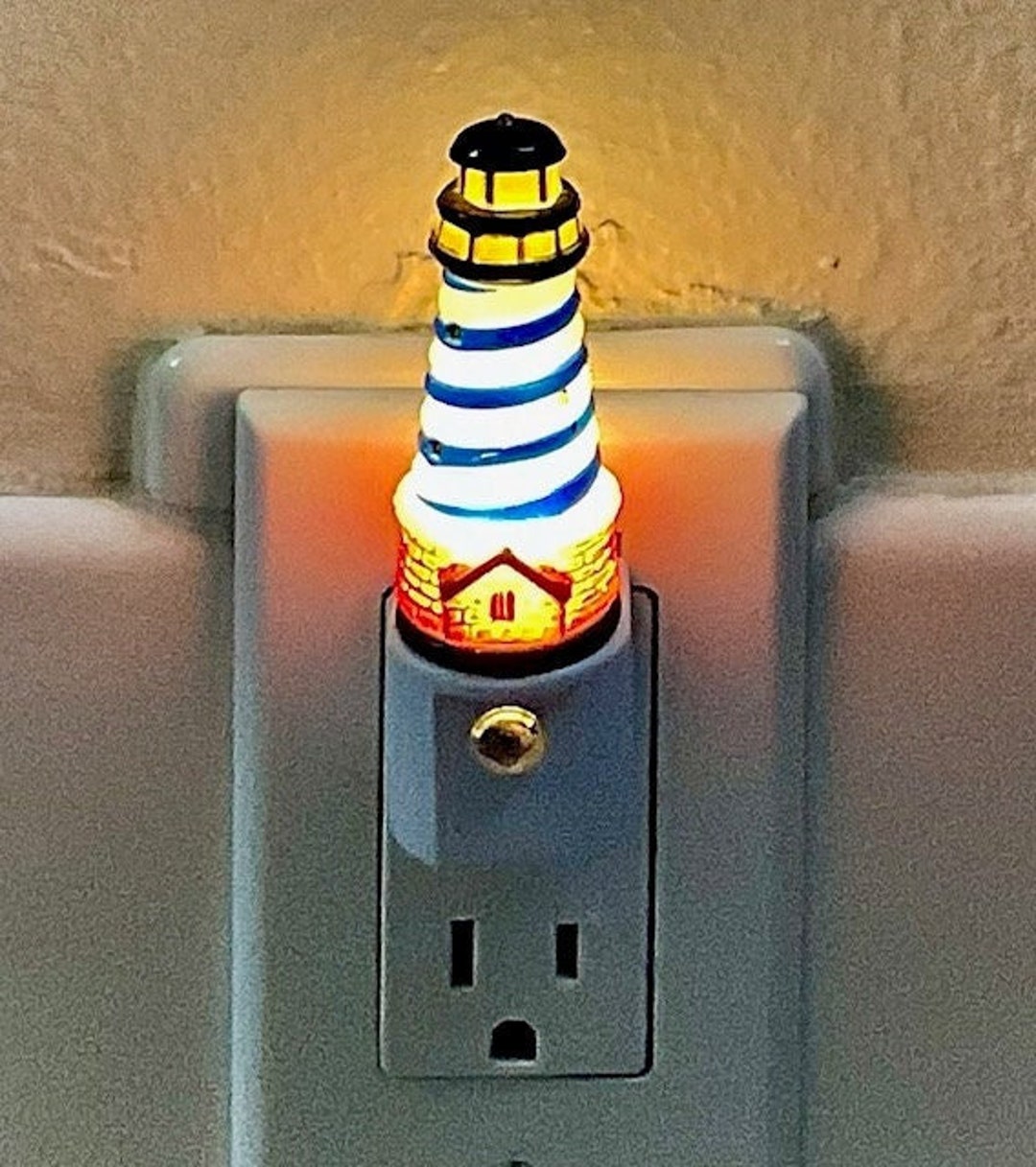 Lighthouse Nightlight Lighthouse Lamp Diagonal BLUE & WHITE Stripe ...