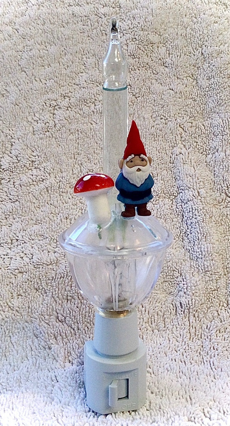 Gnome Light Garden Gnome Retro Look Lamp Clear Bubble - Etsy