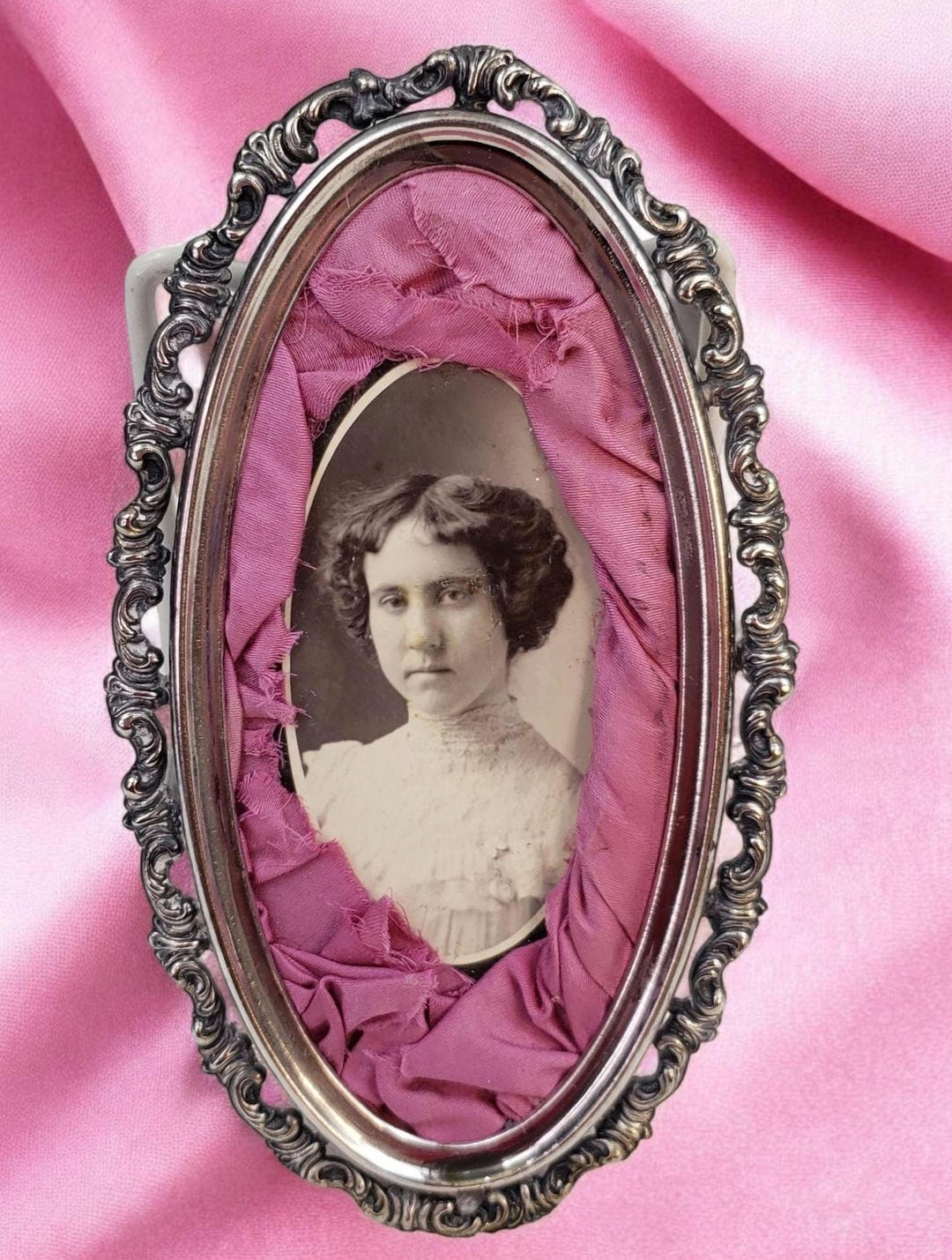 Antique Cabinet Card in Silverplate Pressed Metal Frame 5 X 3 Inch - Etsy