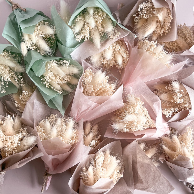 Mini Posy of Dried Flower With Blush Sage Taupe Wrapping - Etsy