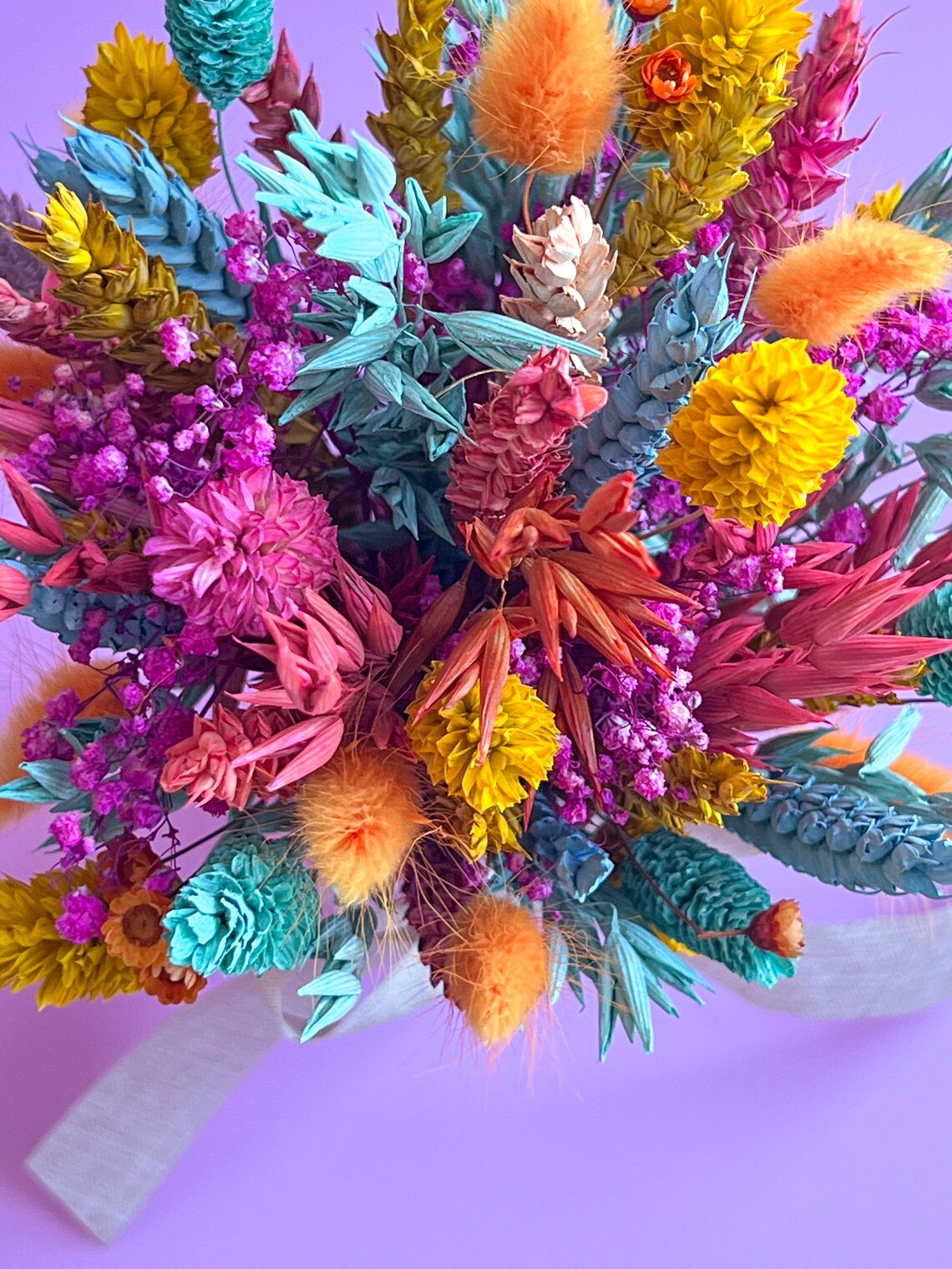 Bright Rainbow Mason Jar Dried Flower Bouquets - Bright and Vibrant ...