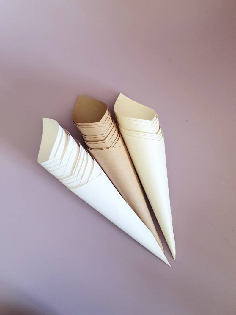 Wedding Confetti Cones White Ivory and Kraft Rolled Paper - Etsy