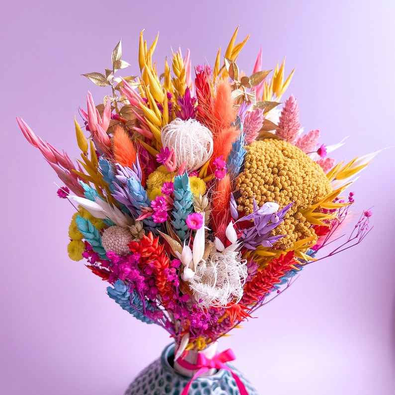 Golden Hour Dried Flower Bouquet: Colorful Boho Home Decor - Etsy