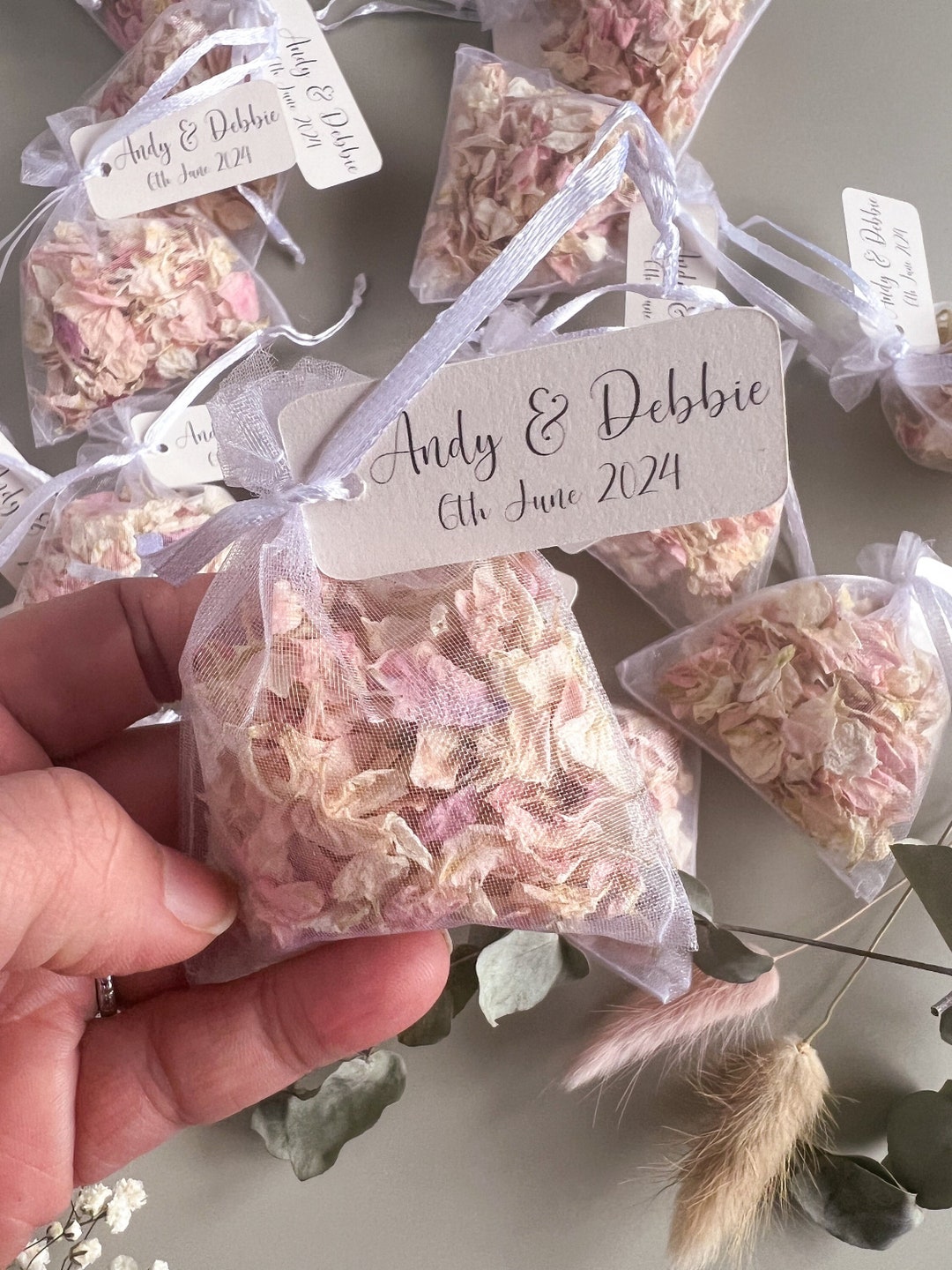 Personalized Biodegradable Flower Petal Confetti in Organza Bags ...