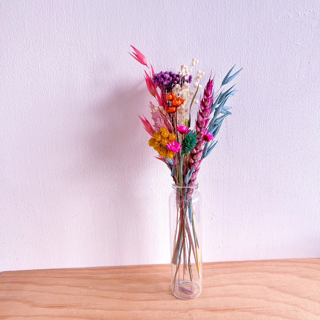 Tiny the Happy Dried Flower Bouquet - Colourful Rainbow Decor for Home ...
